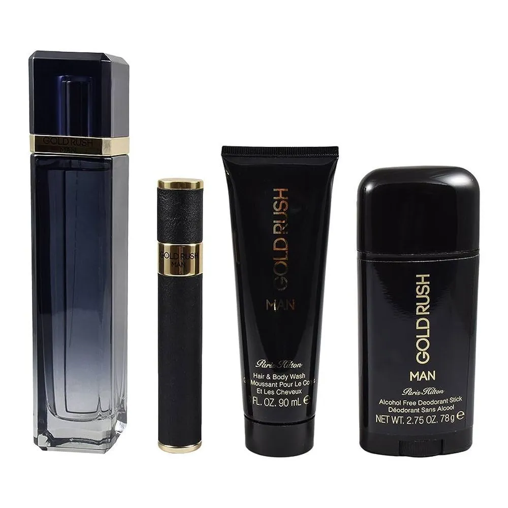 Paris Hilton Gold Rush Man Set, Eau De Toilette 90ml & 15ml + Body Wash ...